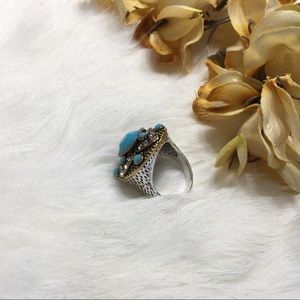 Jewelry | 525 Gold Silver Ring Rhinestones Turquoise | Poshmark